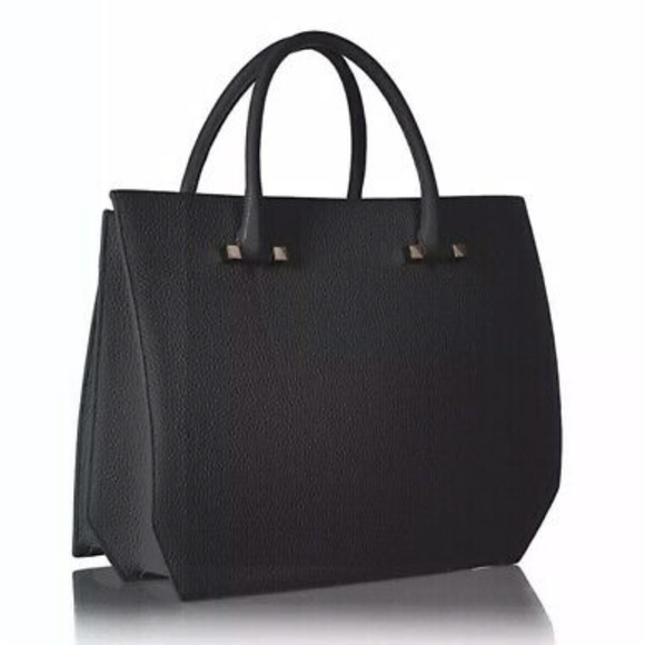 Luana | Bags | Nwt Luana Italy Origami Black Pebbled Leather Tote ...